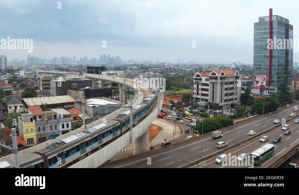 Jakarta MRT moving on the elevated railway Stock Video Footage - Alamy