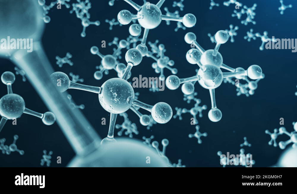 3D animation molecule structure. Scientific medical background with ...
