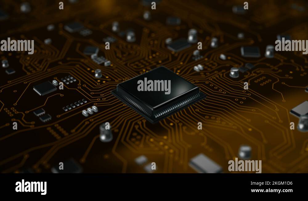 3D Render animation of AI Artificial intelligence in CPU chipset Stock ...