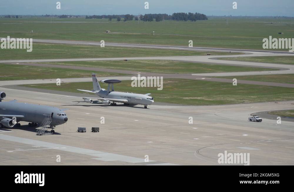 E 3 Sentry Awacs Taxiing Past Kc 10 Extender At Travis Air Force Base