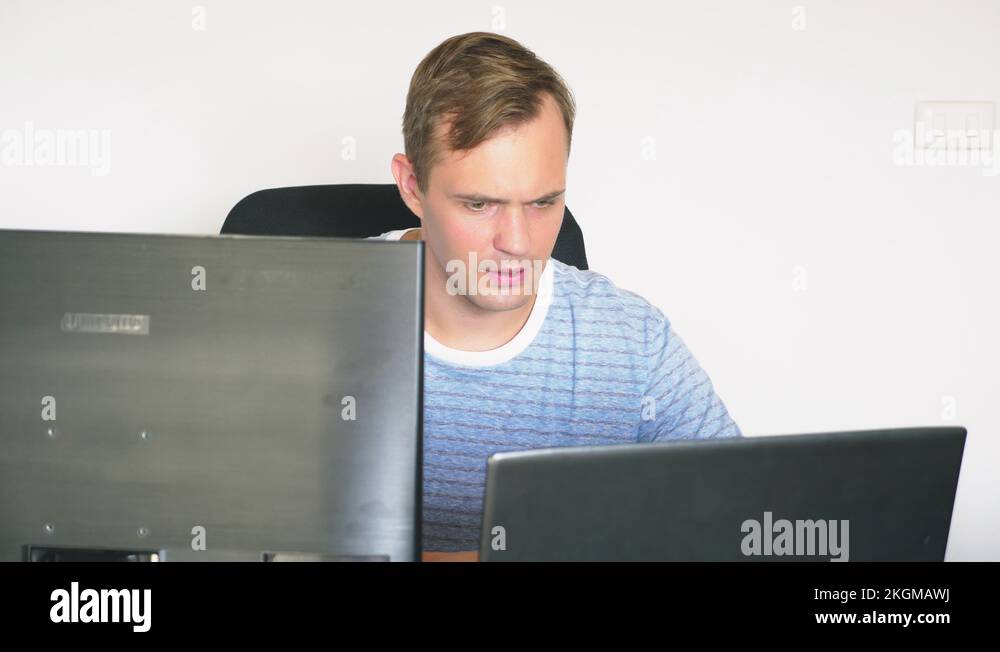 Man sitting desk working computer Stock Videos & Footage - HD and 4K ...