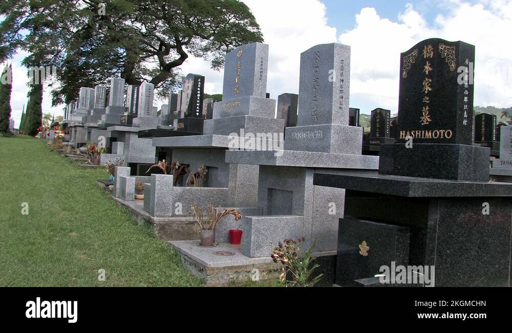Japanese cemetery headstones Hawaii pan HD Stock Video Footage - Alamy