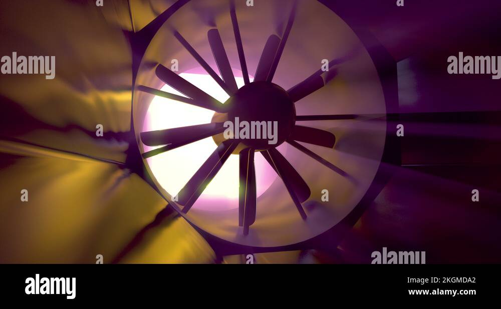Wind Tunnel closeup in slow motion with volume light, looping animation ...