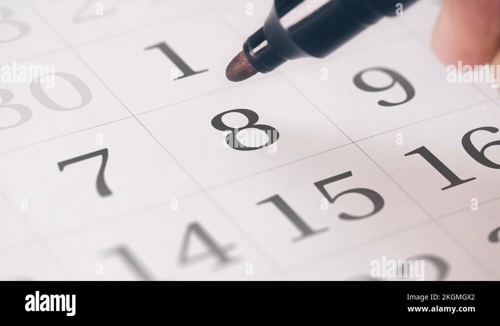 Marked the eighth 8 day of a month in the calendar transforms into SAVE ...