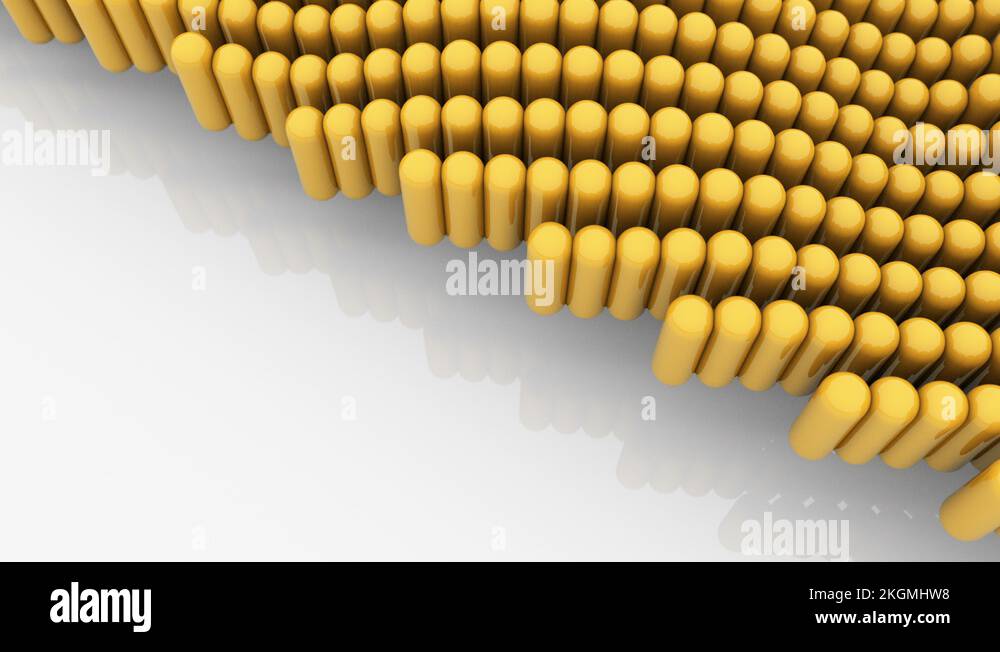 Abstract 3D cylinder flying on glass white surfece. 4k shapes render ...