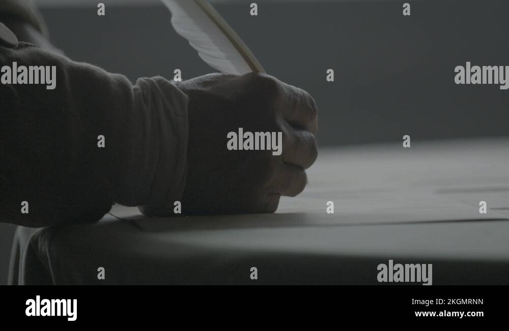 Founding Father Signing the Declaration of Independence with Quill ...