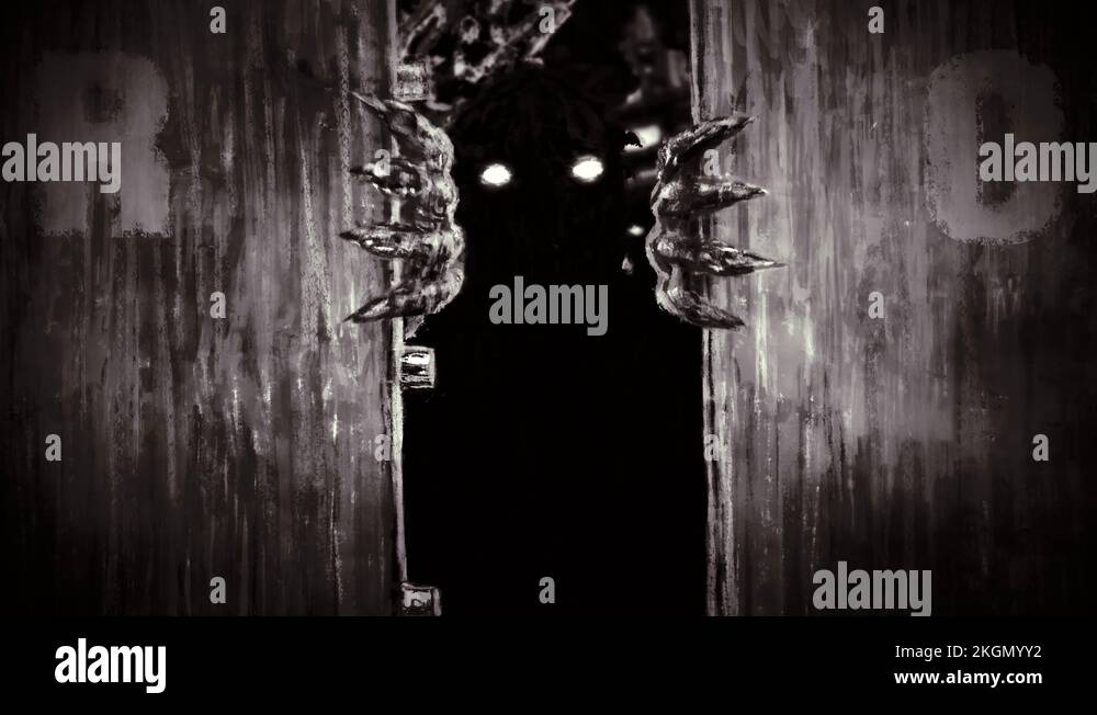 Enraged zombie monster opens bunker doors 2D animation Stock Video ...