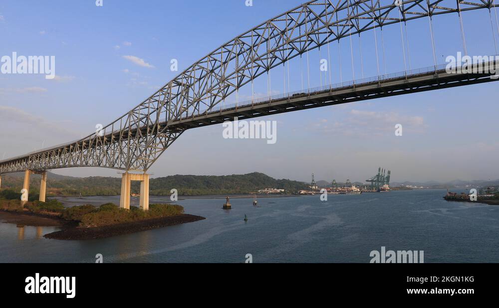 Panama Canal Bridge of the Americas from a ship 4K Stock Video Footage ...