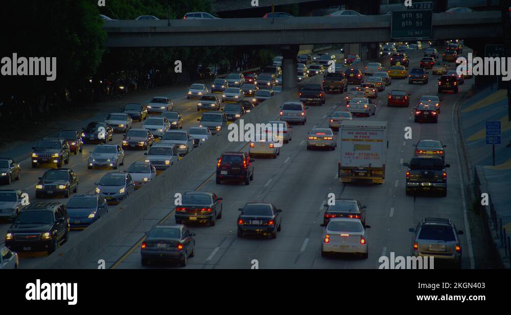 110 freeway at night, downtown, Interchange Traffic, Los Angeles, California Stock Video Footage ...