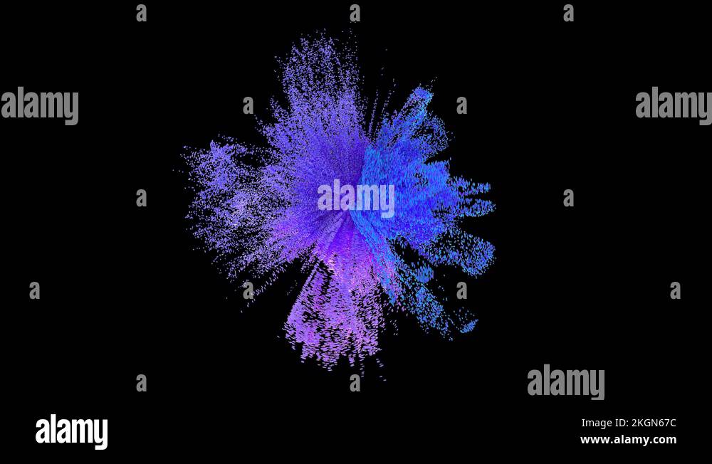 Abstract purple dust powder explosion in slow motion. 4k render ...