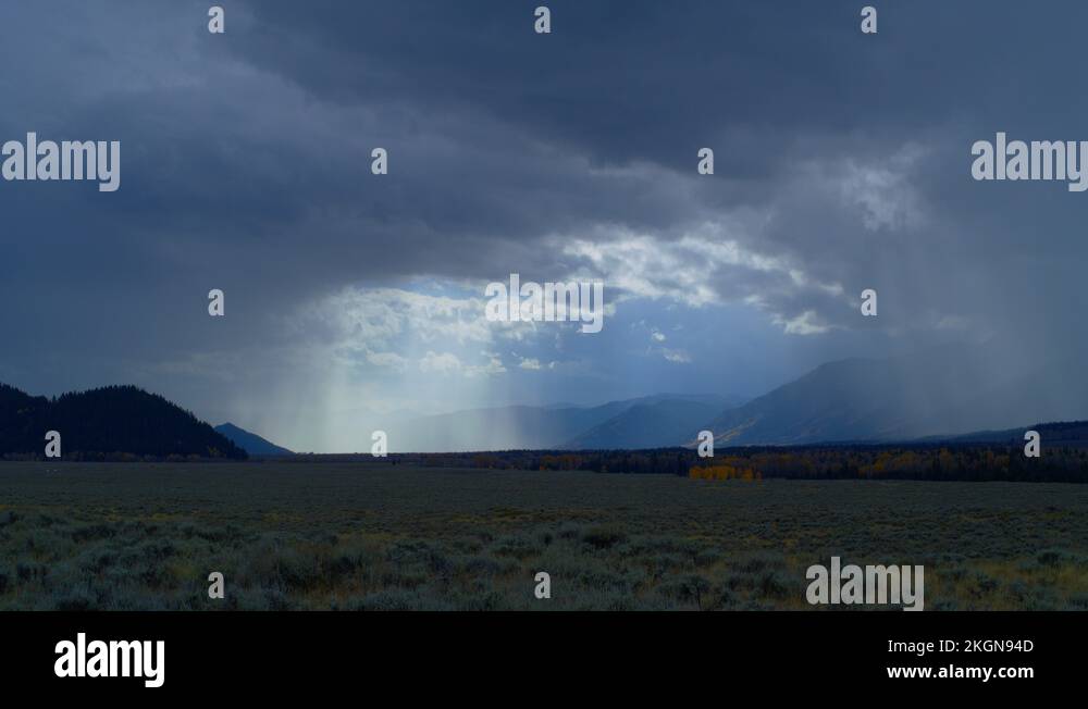 8K shot of Rain storm by Mt Teton, Grand Teton park, Grand Teton ...