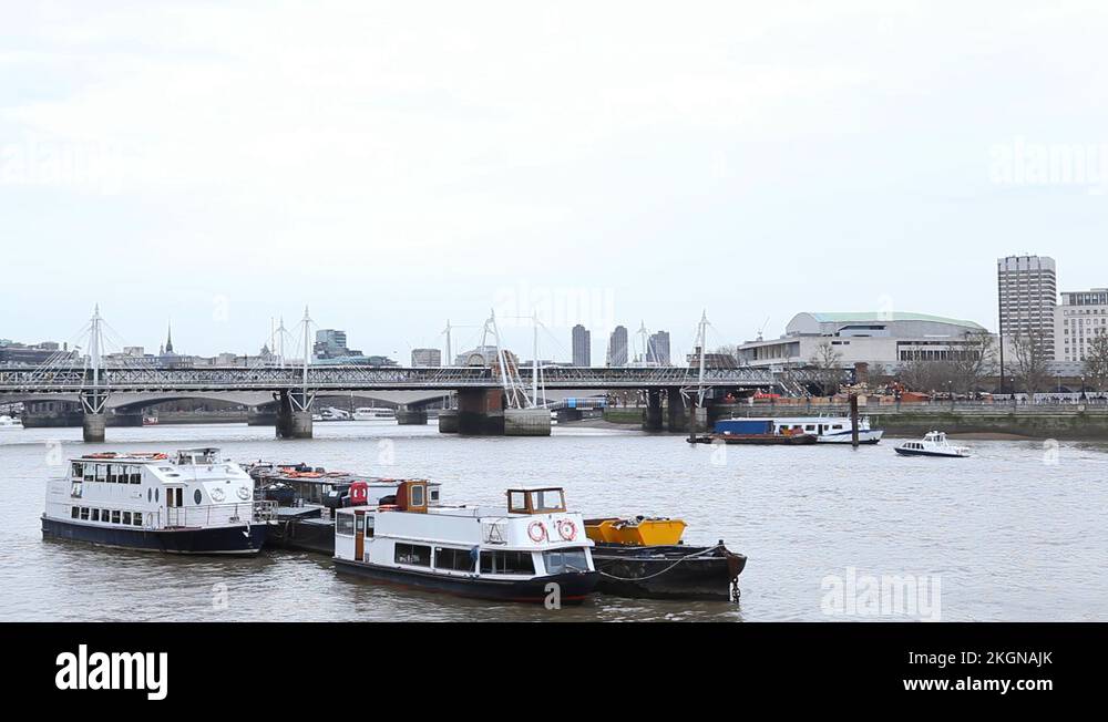Hungerford Bridge and Golden Jubilee Bridge in London, England, Thames ...