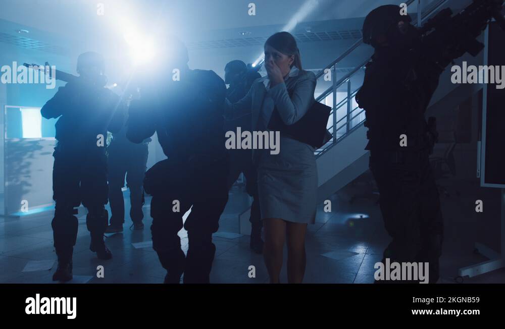 Masked Squad of Armed SWAT Police Officers Rescue a Female Hostage in ...