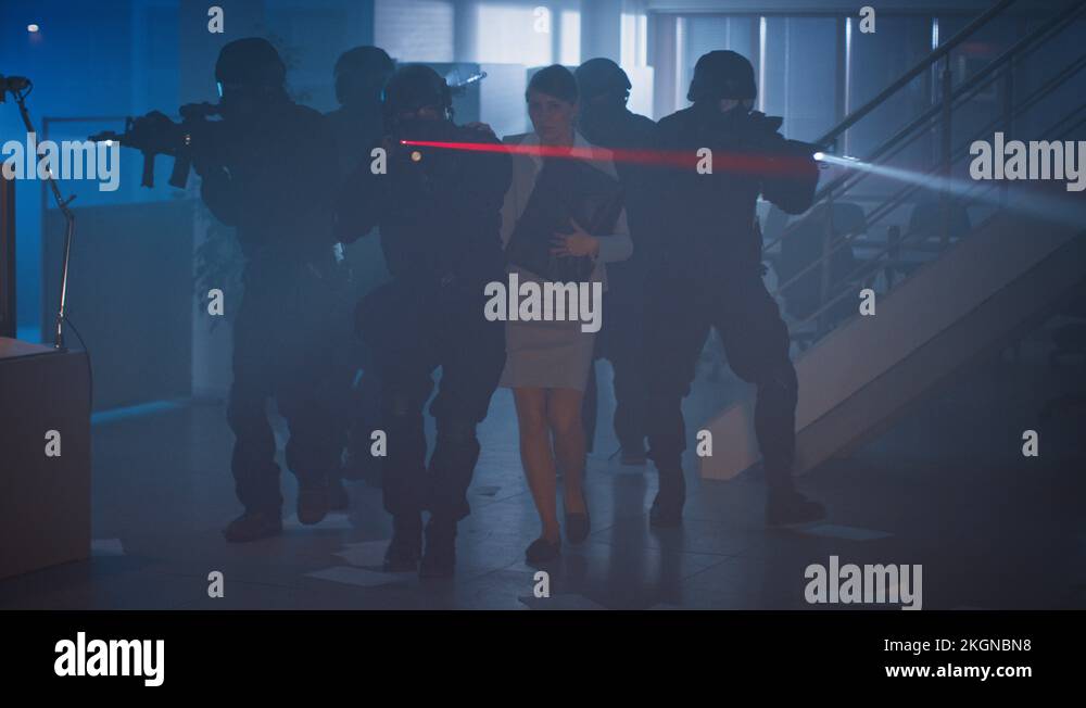 Masked Squad of Armed SWAT Police Officers Rescue a Female Hostage in ...