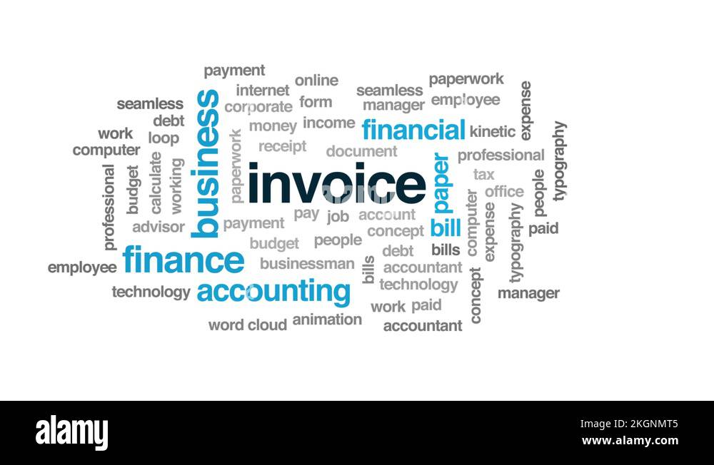 Invoice animated word cloud. Kinetic typography Stock Video Footage - Alamy