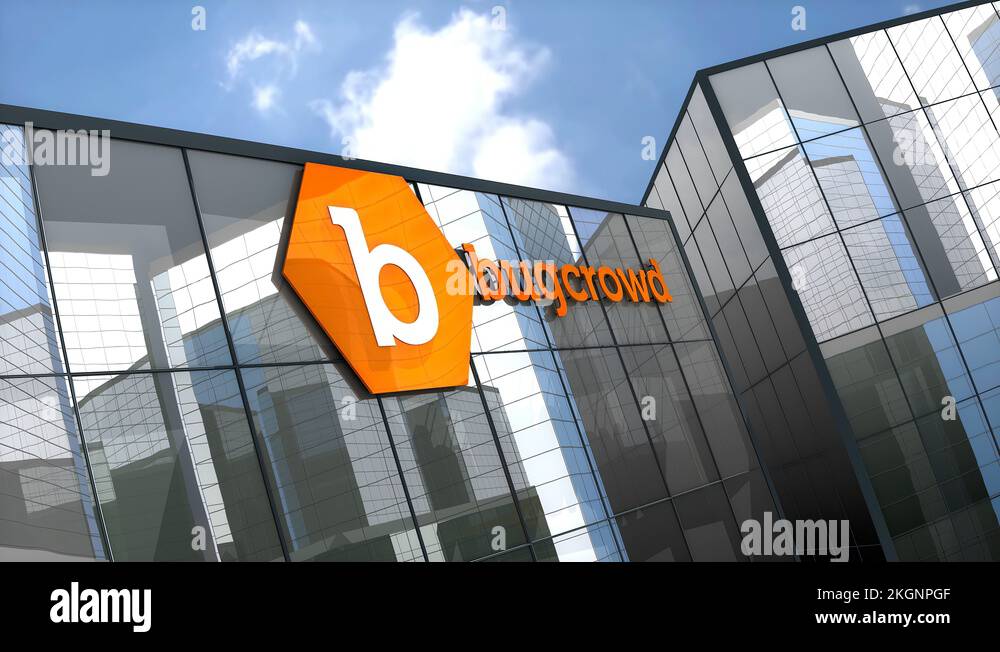 May 2019, Editorial use only, Bugcrowd logo on glass building Stock ...