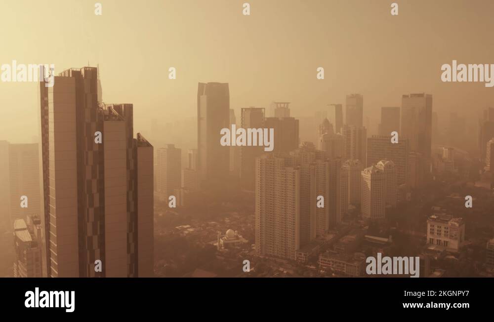 Jakarta skyline with unhealthy air pollution Stock Video Footage - Alamy