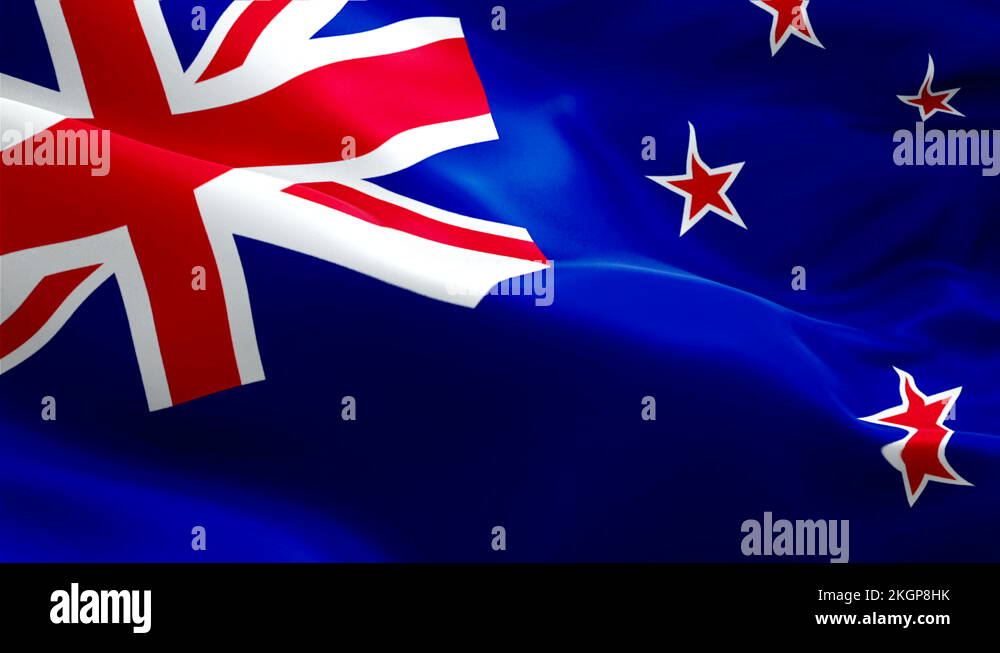 New Zealand flag Closeup 1080p Full HD 1920X1080 footage video waving ...