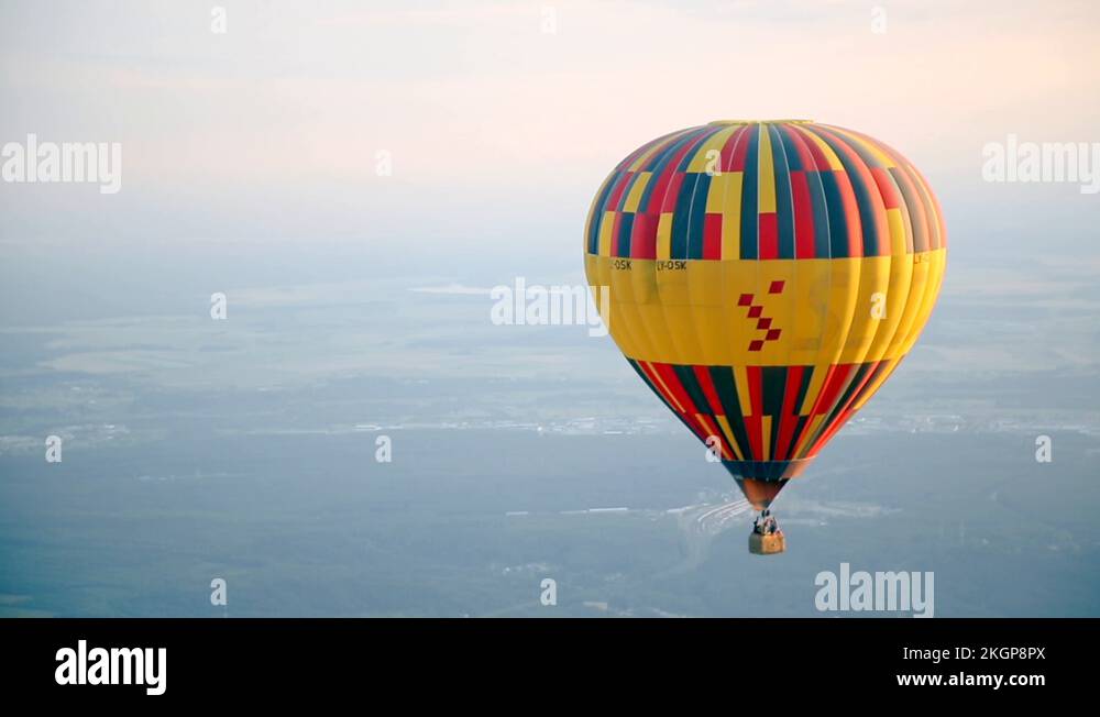 Colorful hot air balloons flying over valleys in Vilnius Capital of ...