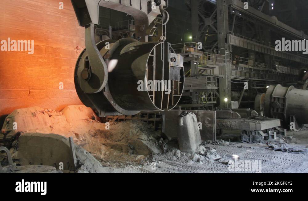 Foundry cauldron at work Stock Video Footage - Alamy