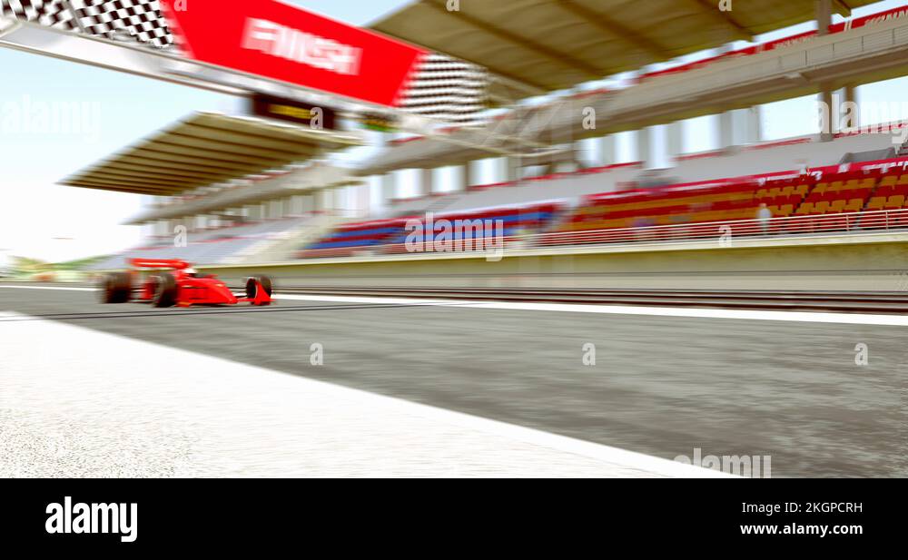 Formula One Racing Car Crossing Finish Line - 4K 3D Animation Stock ...