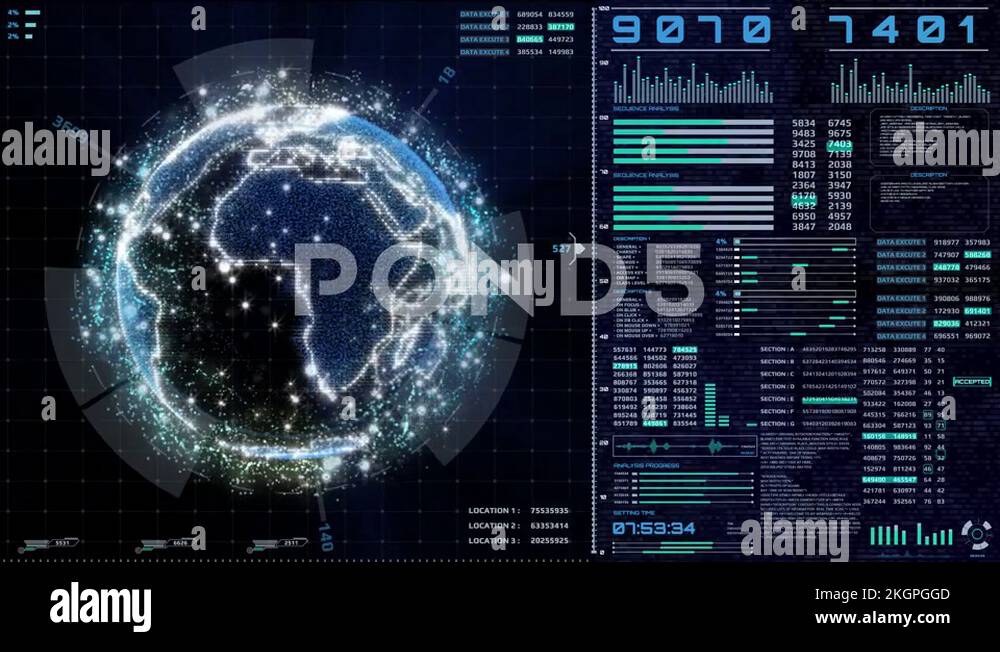 HUD Futuristic UI Interface Holographic Spinning Earth Panel Technology ...