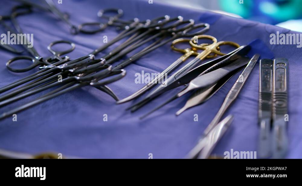 Surgical instruments in a tray 4k Stock Video Footage - Alamy
