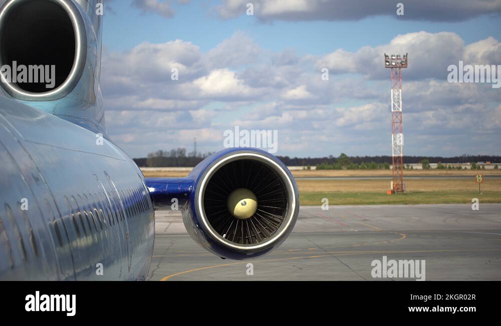 airport, aircraft, travel, pre-flight preparing. Jet turbine turbo ...