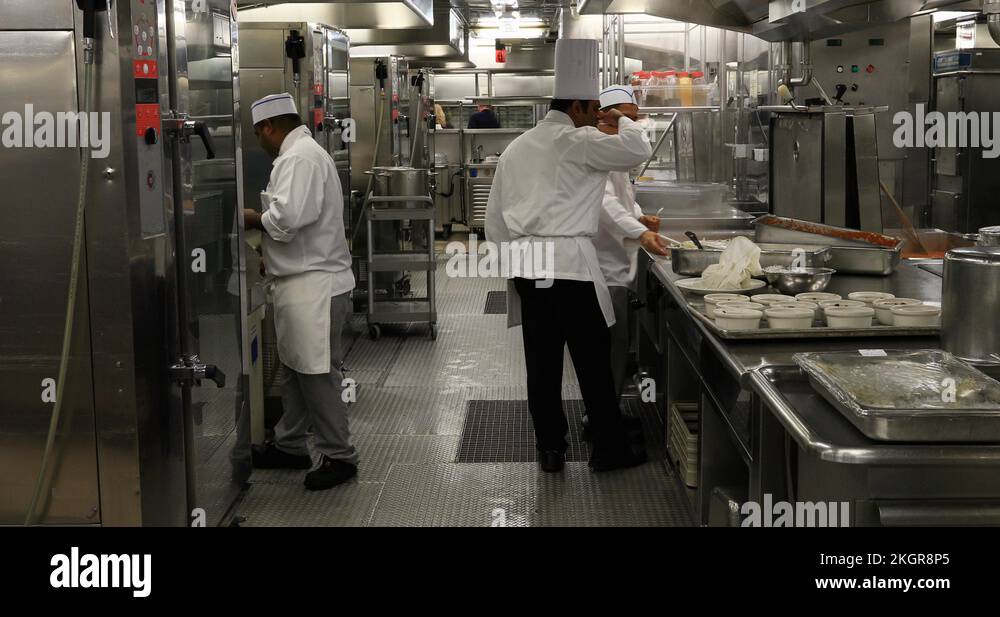 Cruise ship galley kitchen chef staff soup cook 4K Stock Video Footage ...