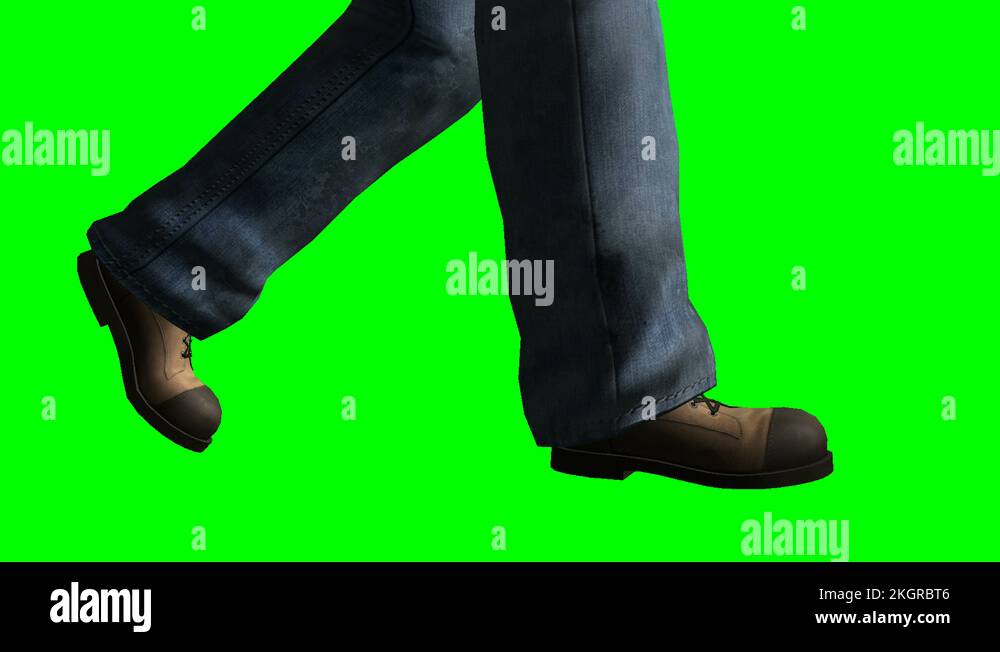 Boots and jeans walking green screen Stock Video Footage - Alamy