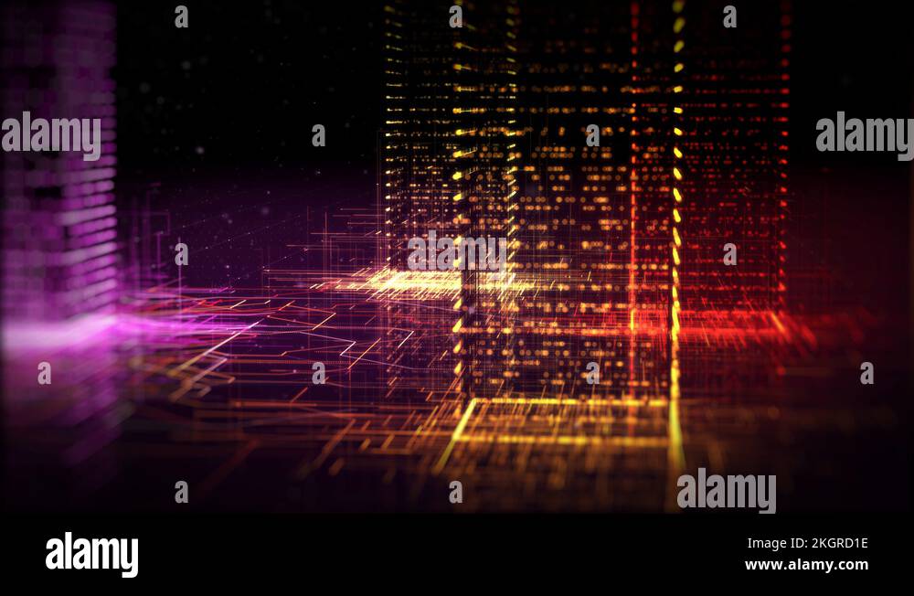 Digital technology office building of a smart city futuristic connected ...