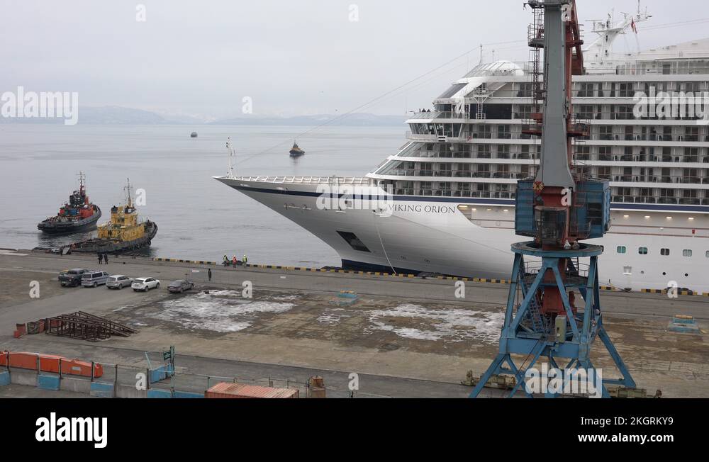 Passenger Expedition Cruise Liner Viking Orion at pier in sea port ...