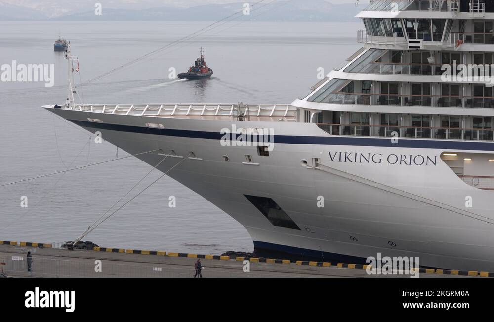 Passenger Expedition Cruise Liner Viking Orion anchored at pier in Sea ...