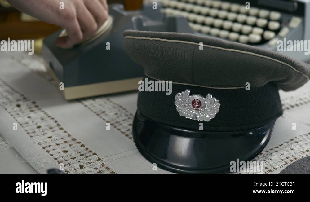 East Germany DDR Soldier Making a Phone Call on Rotary Telephone Stock ...