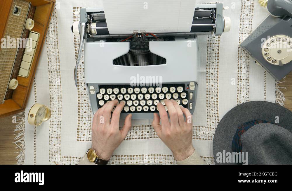 Typing on Typewriter Top View 50s 60s 70s Vintage Desk Stock Video ...