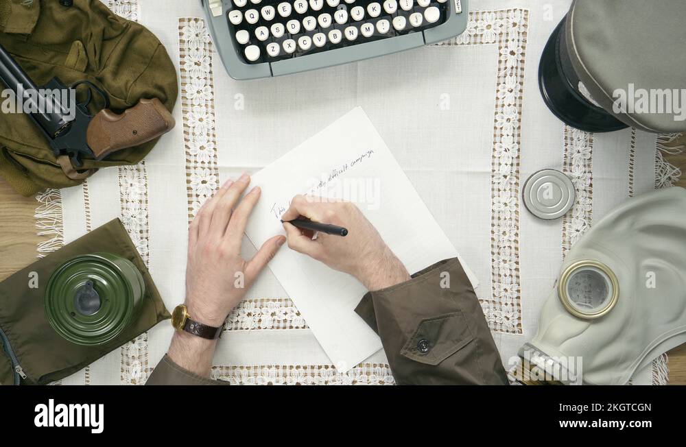Vintage Soldier Writing a Letter to Family Top View Stock Video Footage ...