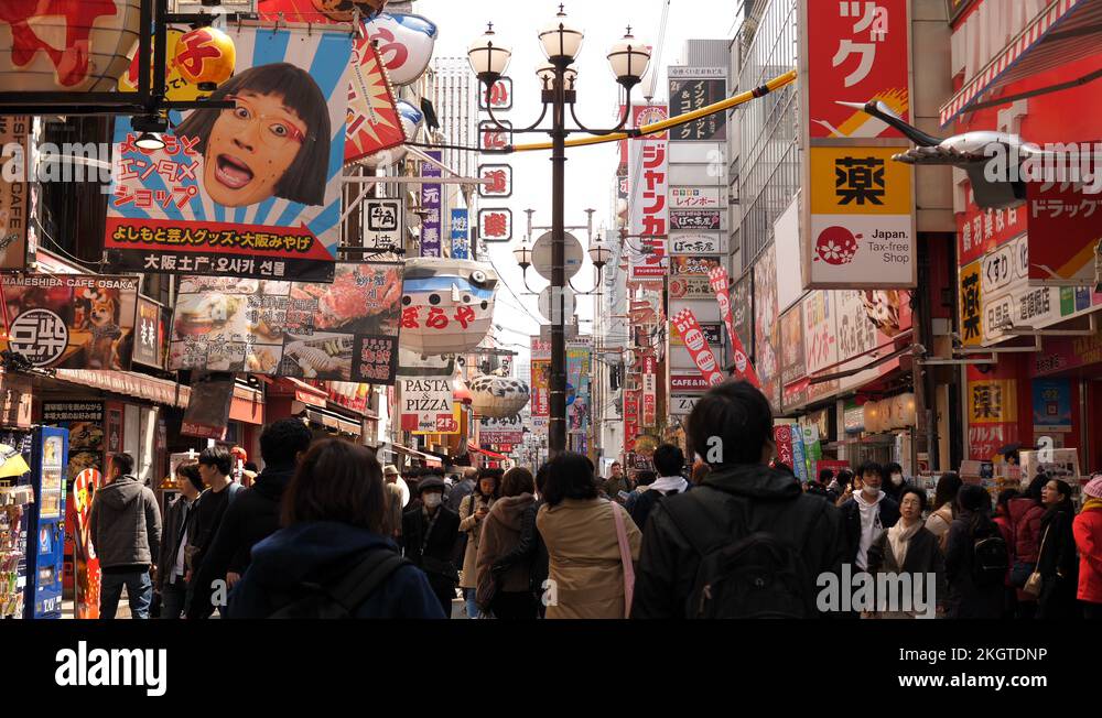 OSAKA, JAPAN: Crowd of people in Dotonbori, shot in 4K Stock Video ...