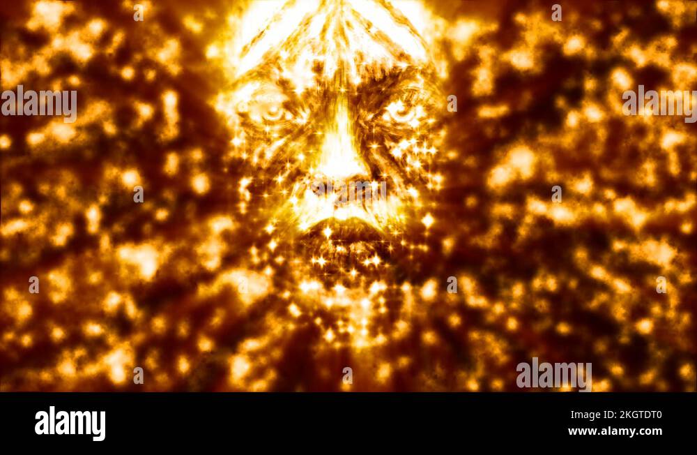 Goddess face in golden sparkles 2D animation horror fantasy Stock Video ...