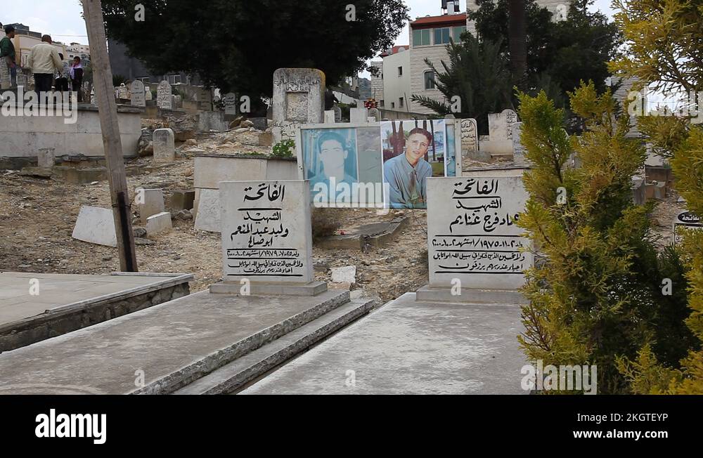 Grave of martyrs (Shahids) of Land Day in graveyard of Sakhnin Stock ...