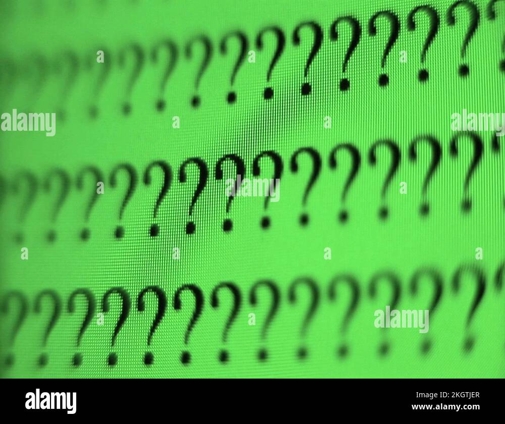 Question Marks With Green Background on a Computer Monitor, zoom in ...