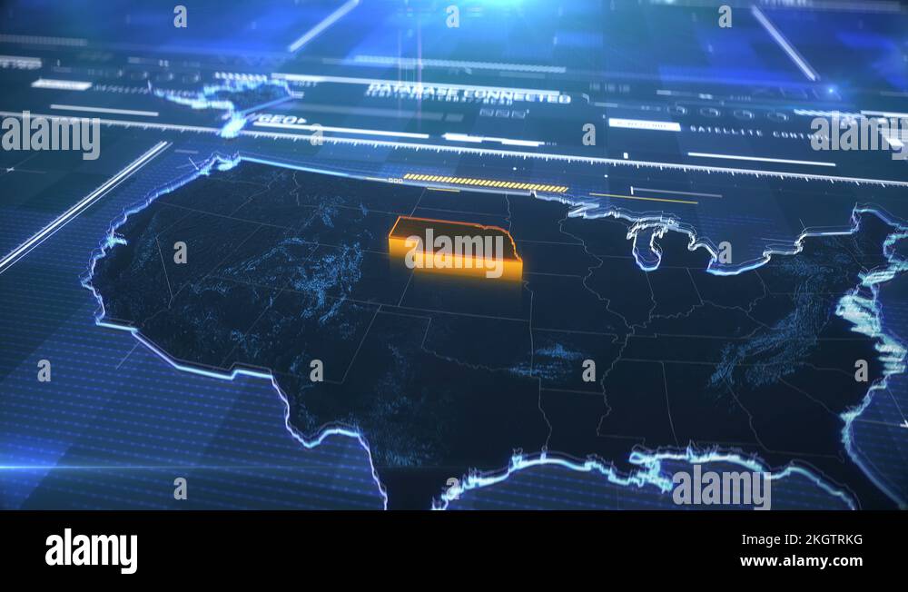 Nebraska US state border 3D modern map with a name, region outline ...