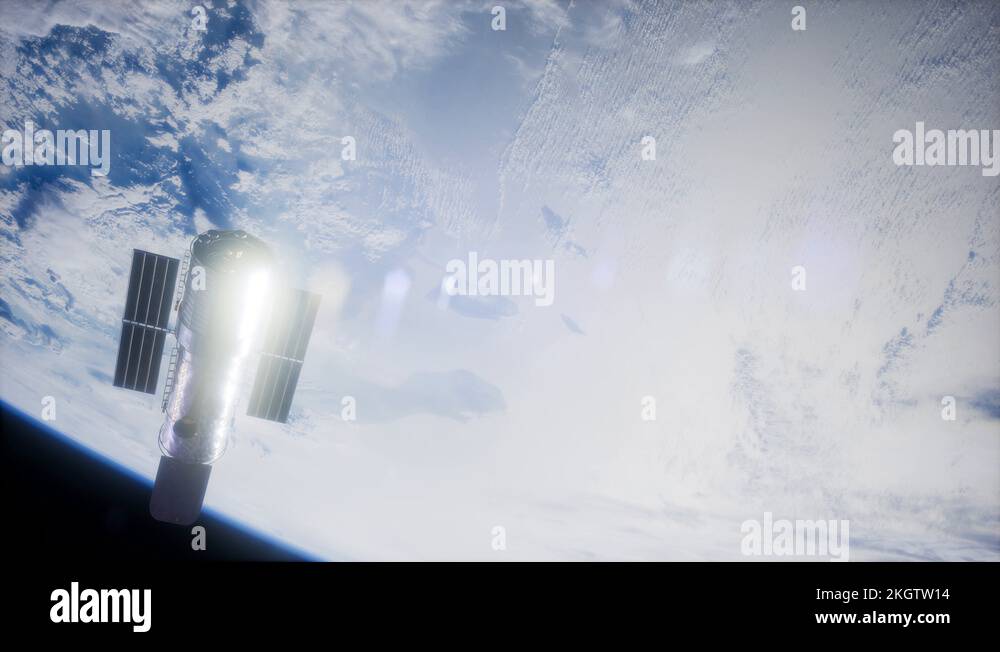 Hubble Space Telescope orbiting Earth. Elements of this image furnished ...