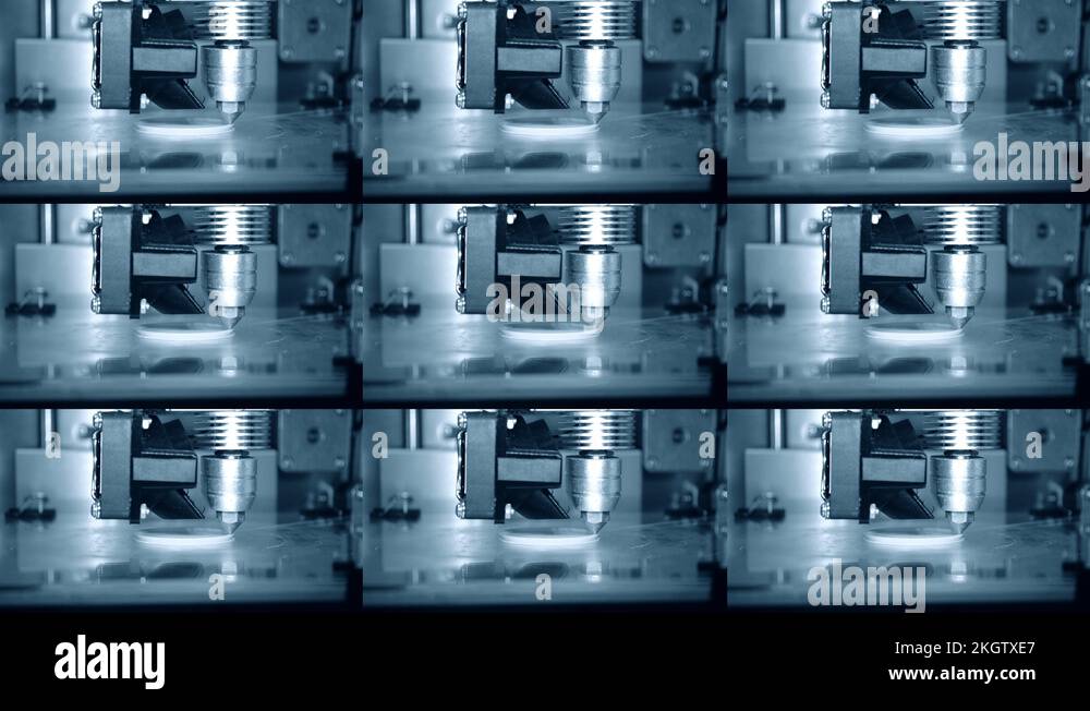 3D printer working. Fused deposition modeling, FDM. 3D printer printing ...