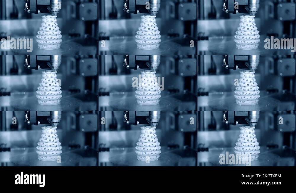 3D printer working. Fused deposition modeling, FDM. 3D printer printing ...