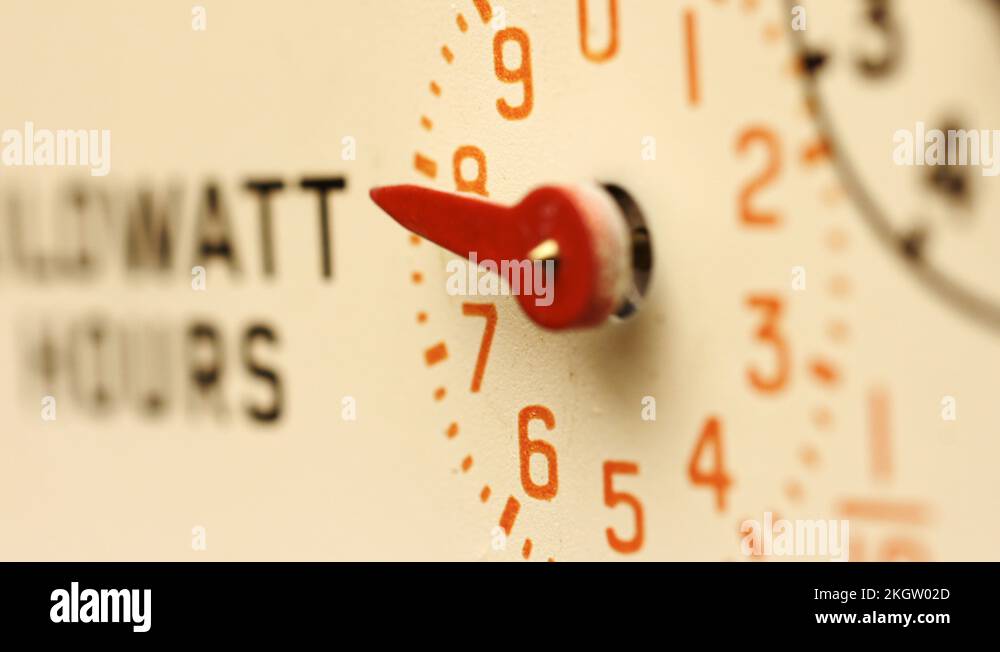 Electricity supply meter dials close up time lapse. Measuring ...