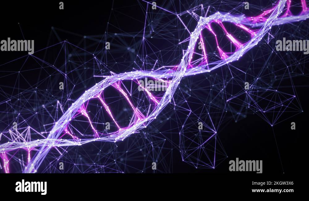 Motion Background Digital Plexus DNA molecule strand 4k Loop pink ...