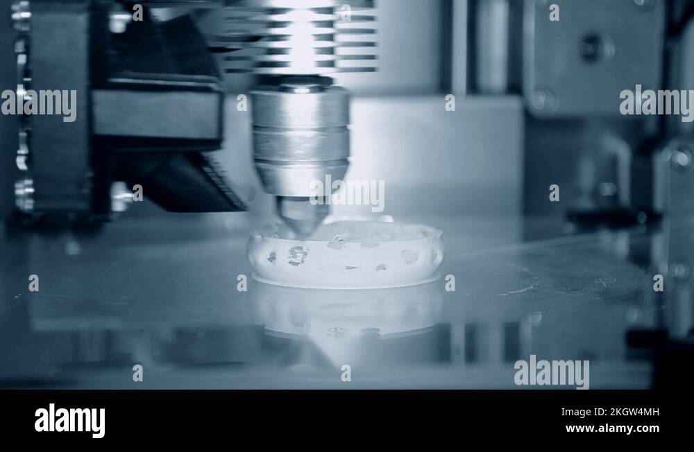 3D printer working. Fused deposition modeling, FDM. 3D printer printing ...