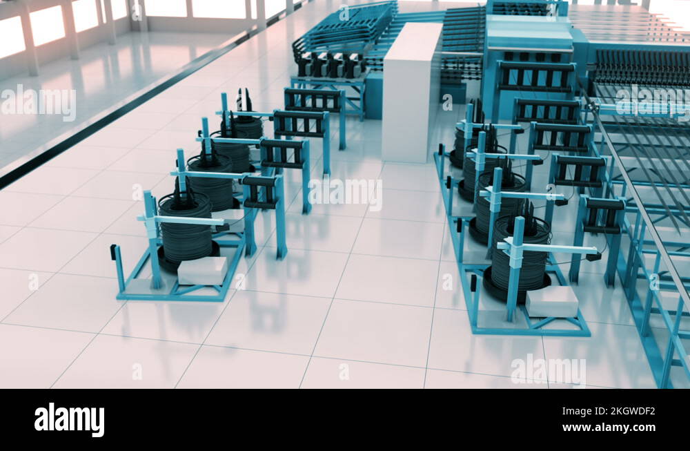 Automatic Process Of Manufacturing Of Rebar. 3D Animation Stock Video ...