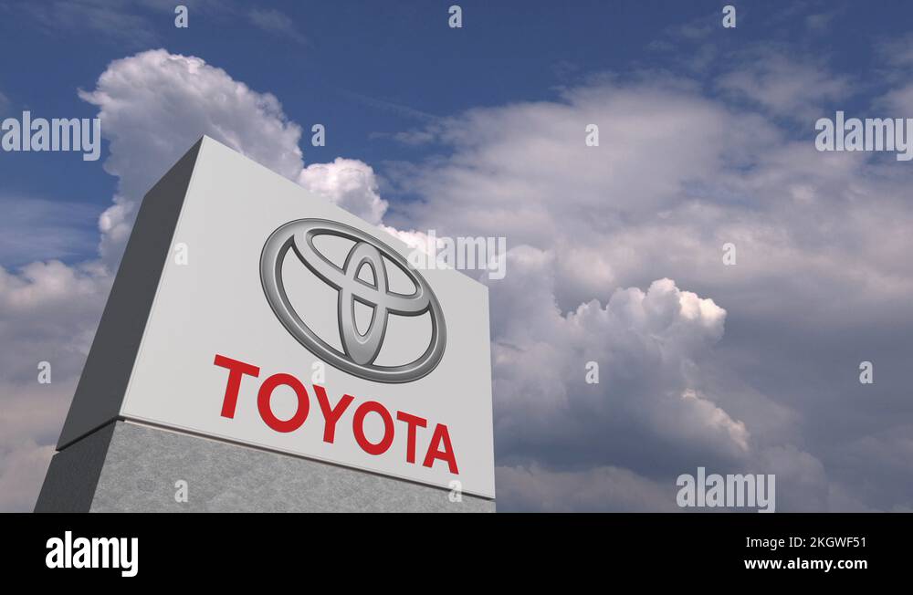 TOYOTA logo against sky background, editorial animation Stock Video ...
