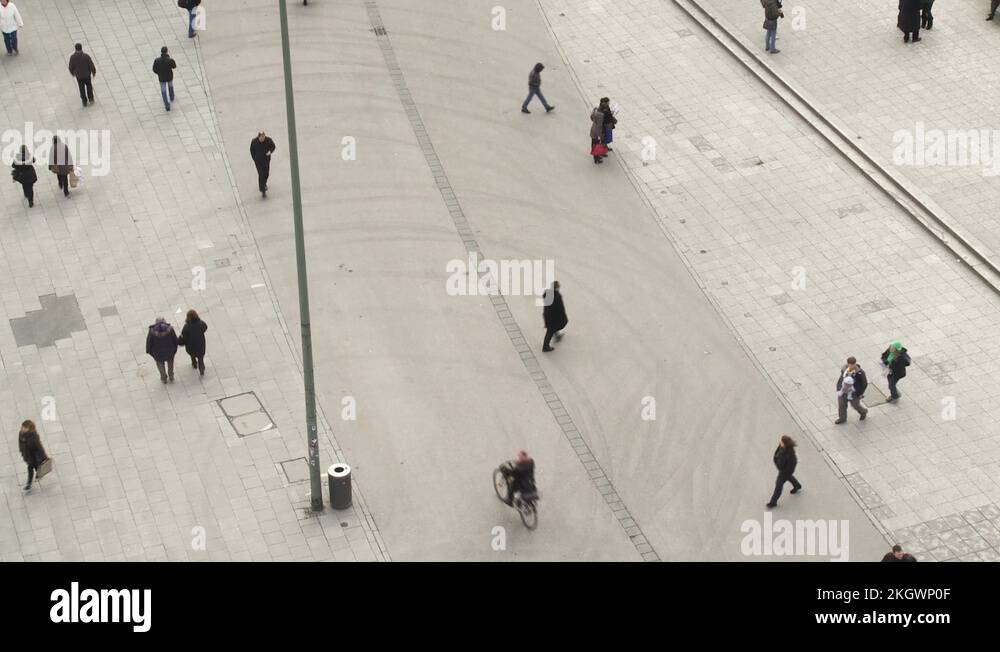 People Walking in Pedestrian Zone Street Camera View Stock Video ...